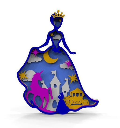 5-layer panel, A princess, Fairy tales, lasercut file, | Online Supermarket
