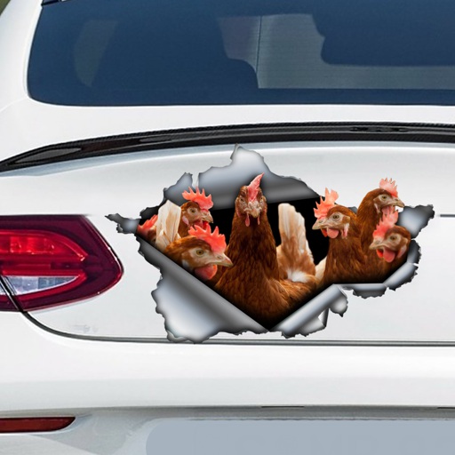 Brown chickens car decal, chicken magnet, brown | Online Supermarket