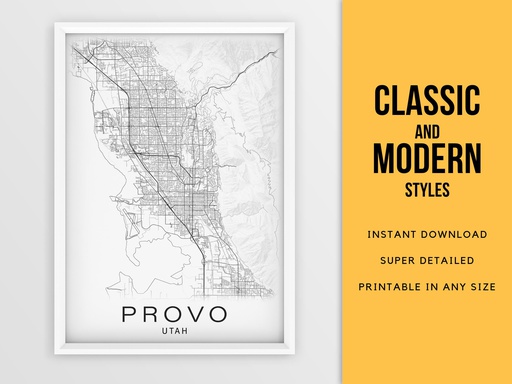 Printable Map of Provo, Utah UT USA | Online Supermarket