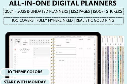 Premium All-In-One Digital Planners 2024 - 2025 & | Online Supermarket