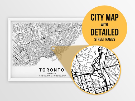 Printable Map of Toronto, Canada with Street Names | Online Supermarket