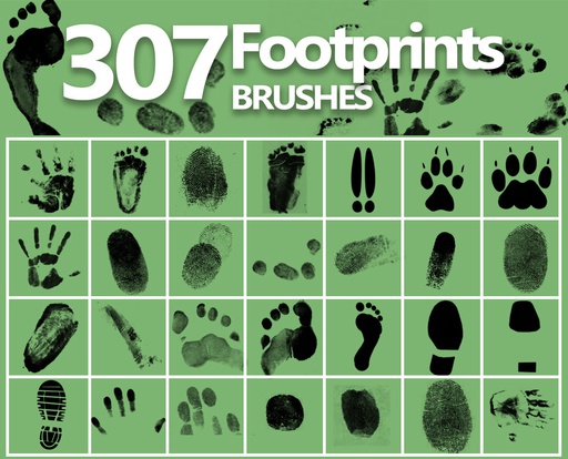 Footprints Brushes, Fingerprints ABR, Hand traces Overlays, Foot ...