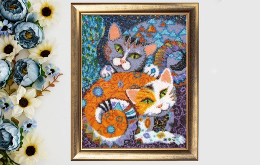 Bead Embroidery kit Cats DIY Beadwork kit Beading | Online Supermarket