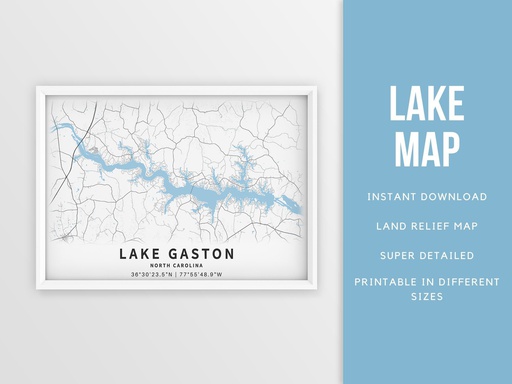 Printable Map of Lake Gaston, North Carolina, United | Online Supermarket