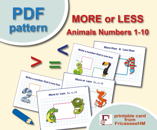 More - Less Math Cards, Numbers 0-10, Homeschool | Online Supermarket