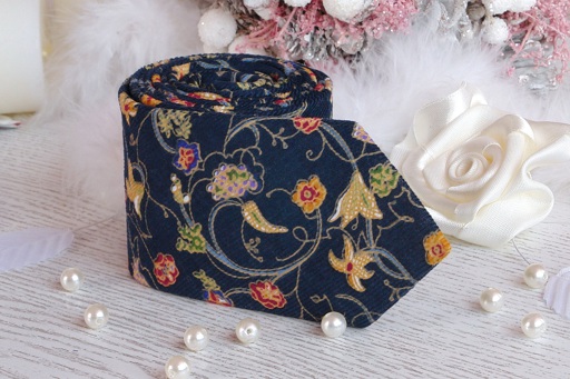 Velvet Tie Navy Blue luxury Velvet Floral with | Online Supermarket