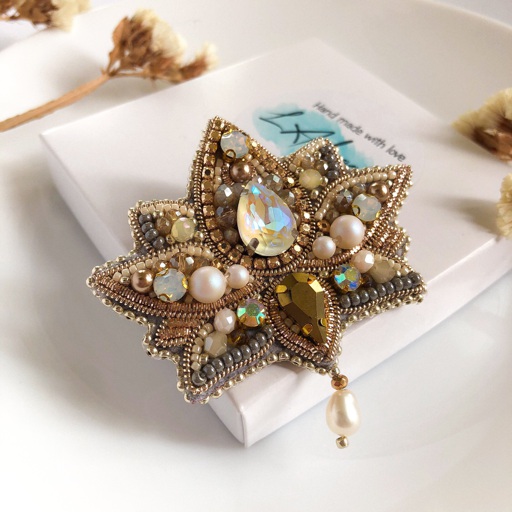 Lotus brooch handmade beaded embroidery | Online Supermarket