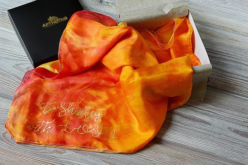 Personalized silk scarf, monogrammed scarf, Orange silk scarf | Online ...