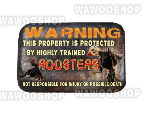 Warning DECAL trained rooster, rooster magnet, funny warning | Online ...