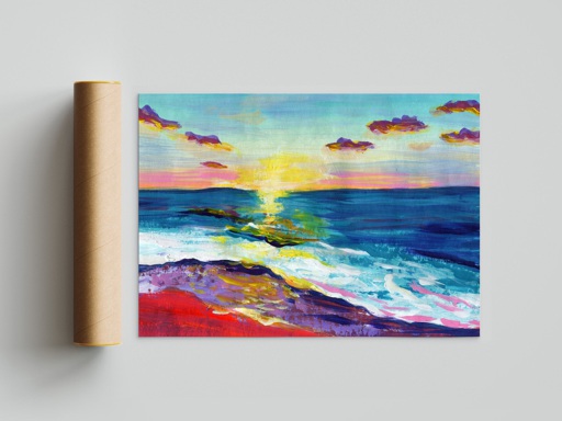Seascape posters Abstract beach painting print Abstract seascape ...