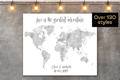 Wedding map guest book, world map wedding guest | Online Supermarket