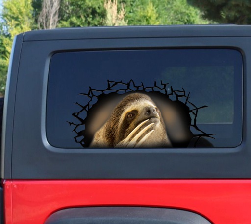 Sloth 3D sticker, cracked window decal , funny | Online Supermarket