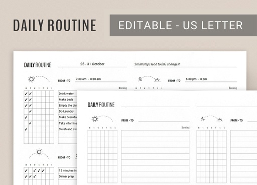 Daily routine editable PDF planner, Flylady morning routine | Online ...