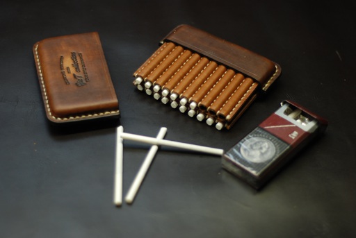 Leather cigarette case, stitched slim cigar wallet, custom | Online ...