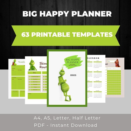 Grinch Happy Planner 2023, Daily Routine Tracker, Calendar | Online ...