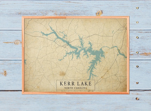 Vintage Style Map of Kerr Lake NC, North | Online Supermarket