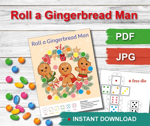 Roll-A-Gingerbread Man Game. Christmas activity for family. | Online ...