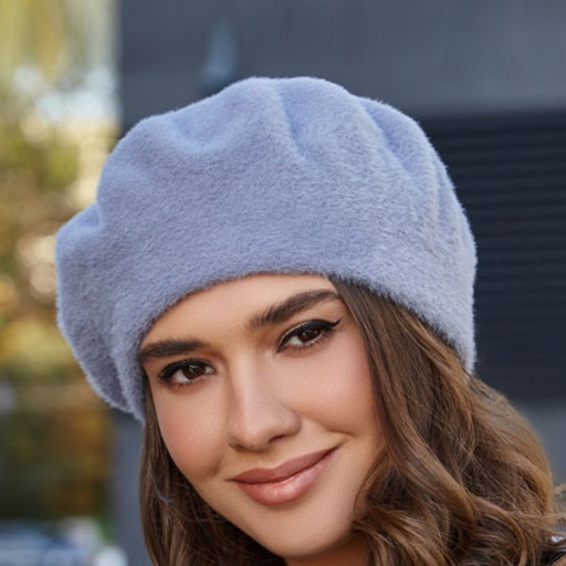 Classic french angora beret women Fluffy beret Knit | Online Supermarket