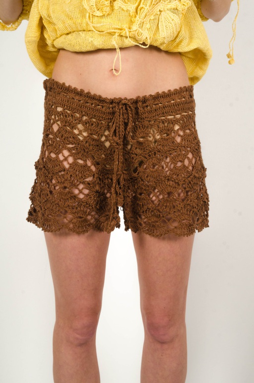 Crochet shorts brown handmade shorts linen shorts,beach lacy | Online ...