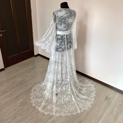 Long lace bridal robe with train, Maxi lace | Online Supermarket