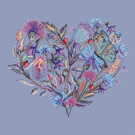 Cornflower heart cross stitch kit Colorful flowers hand | Online ...
