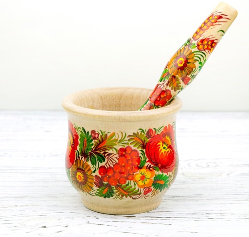 Decorative mortar and pestle painted by Petrikovsky painting | Online Supermarket