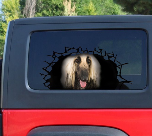 Afghan hound car decal, cracked window decal , | Online Supermarket